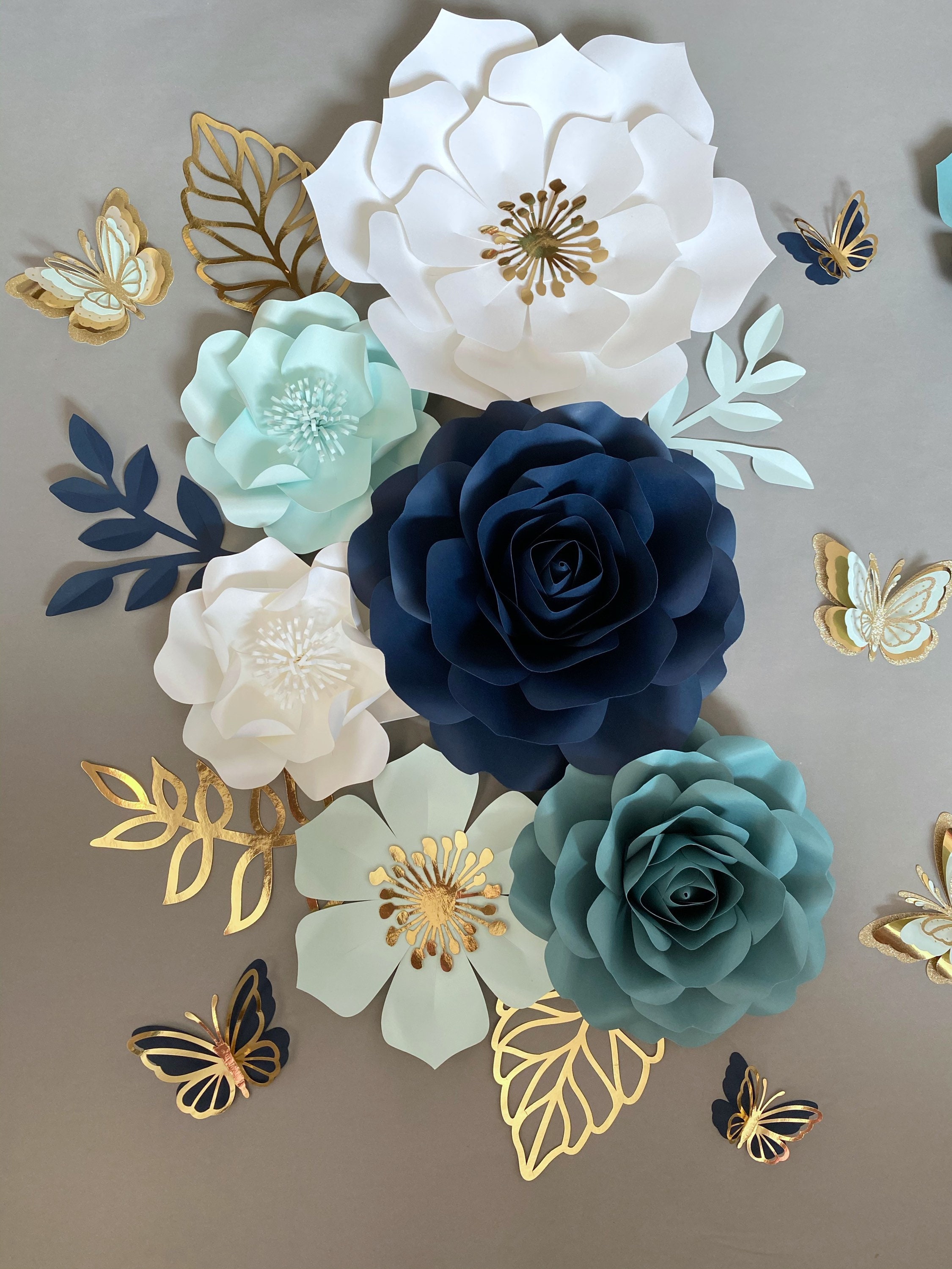 Paper Flower Wall Decor Blue Nursery Wall Paper Flowers - Etsy Canada
