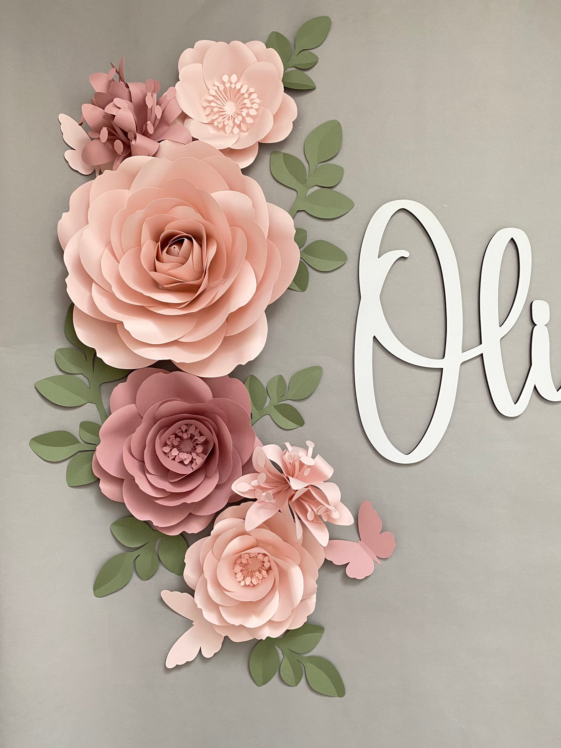 Dusty Rose Paper Flower Set Dusty Rose Nursery Flowers - Etsy Canada