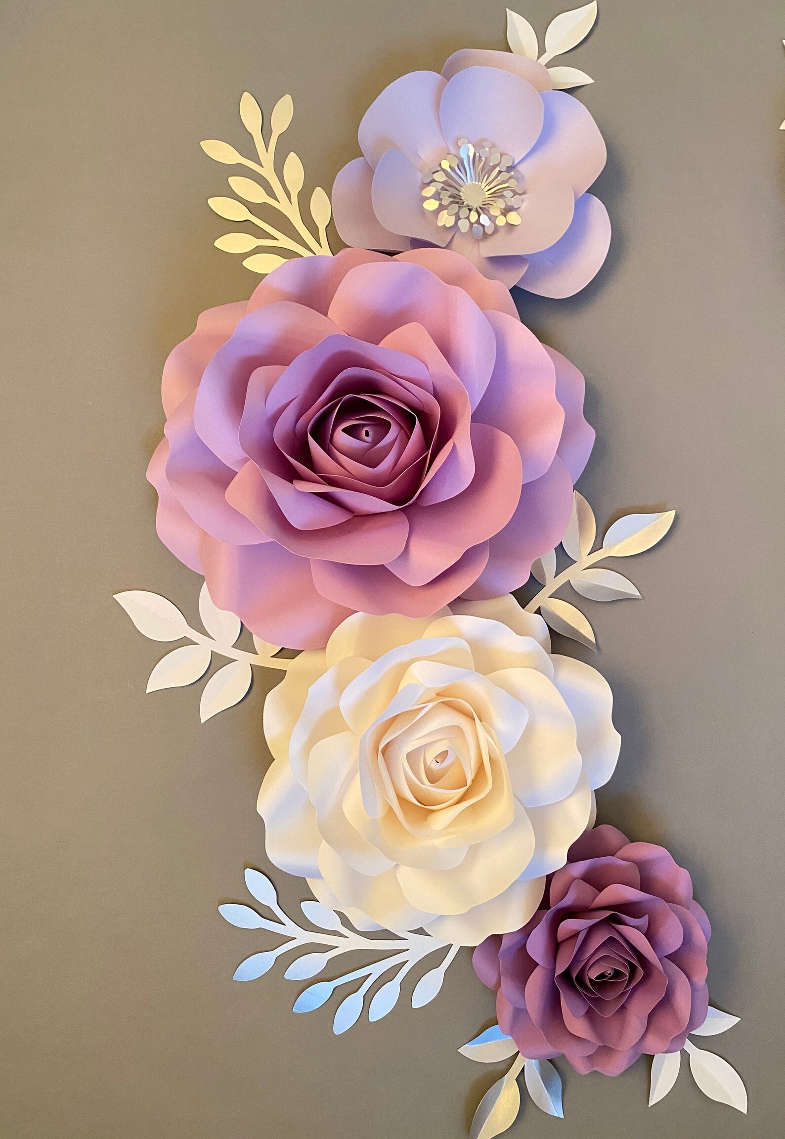 Purple Paper Flower Wall Decor Purple Nursery Flowers - Etsy