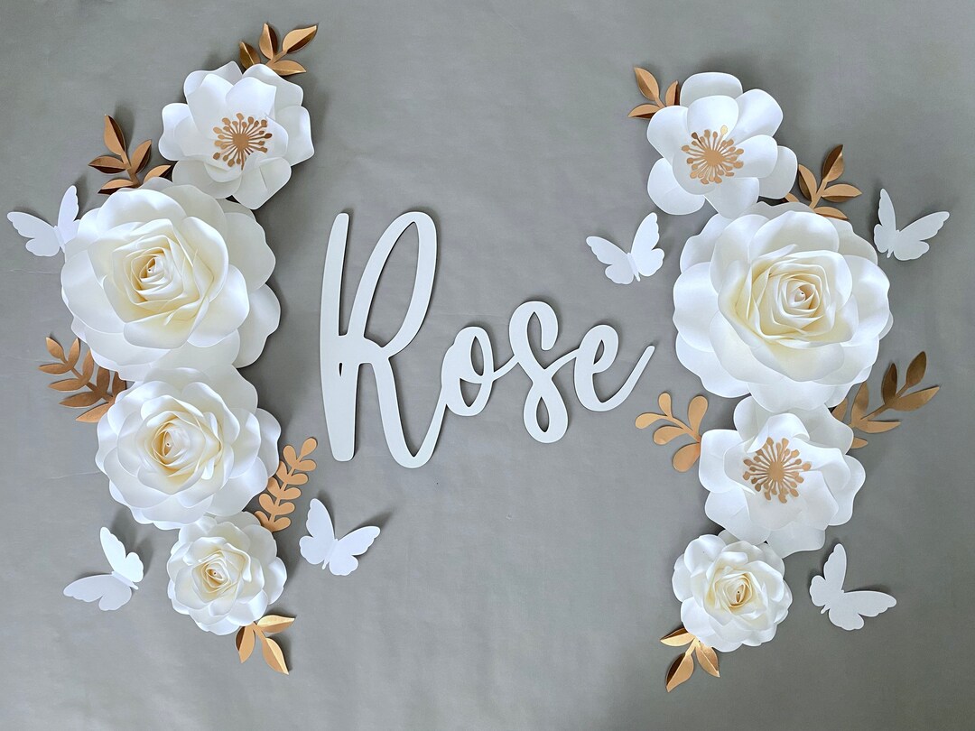 Elegant Rose Gold Paper Flower Set for Nursery Decor | Dusty Rose Wall ...