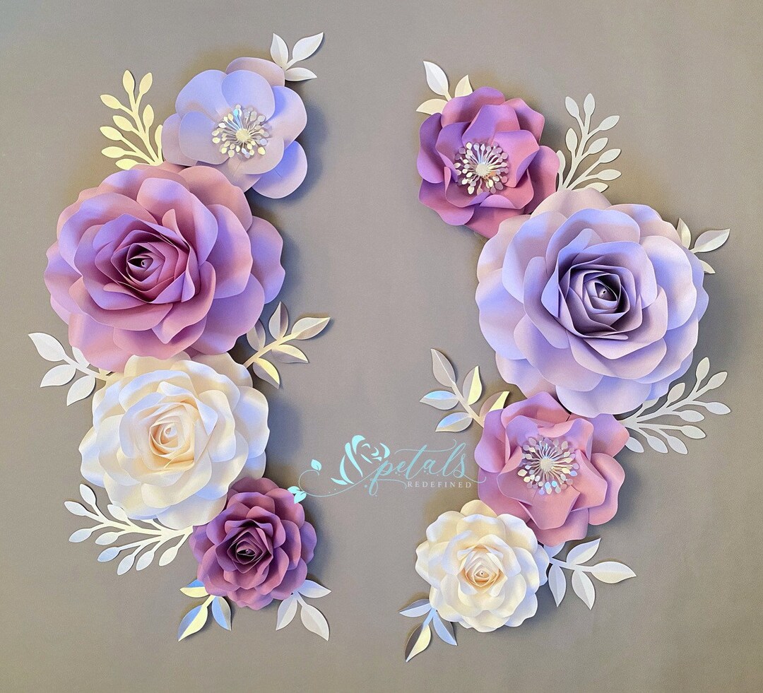 Purple Paper Flower Wall Decor, Purple Nursery Flowers - Etsy