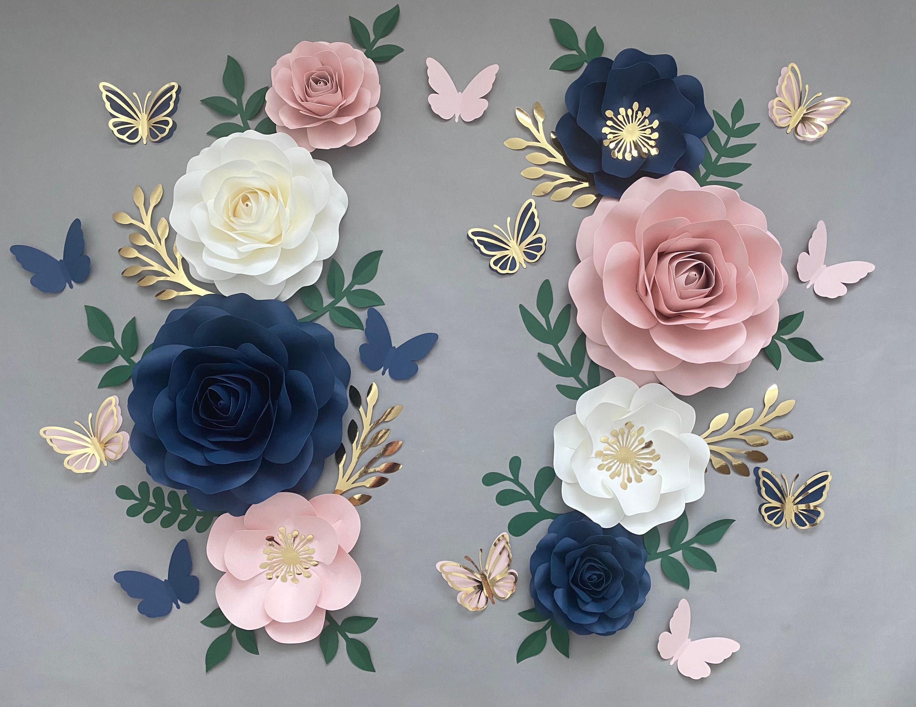 Paper Flower Set Blue and Pink Nursery Flowers Nursery - Etsy Canada