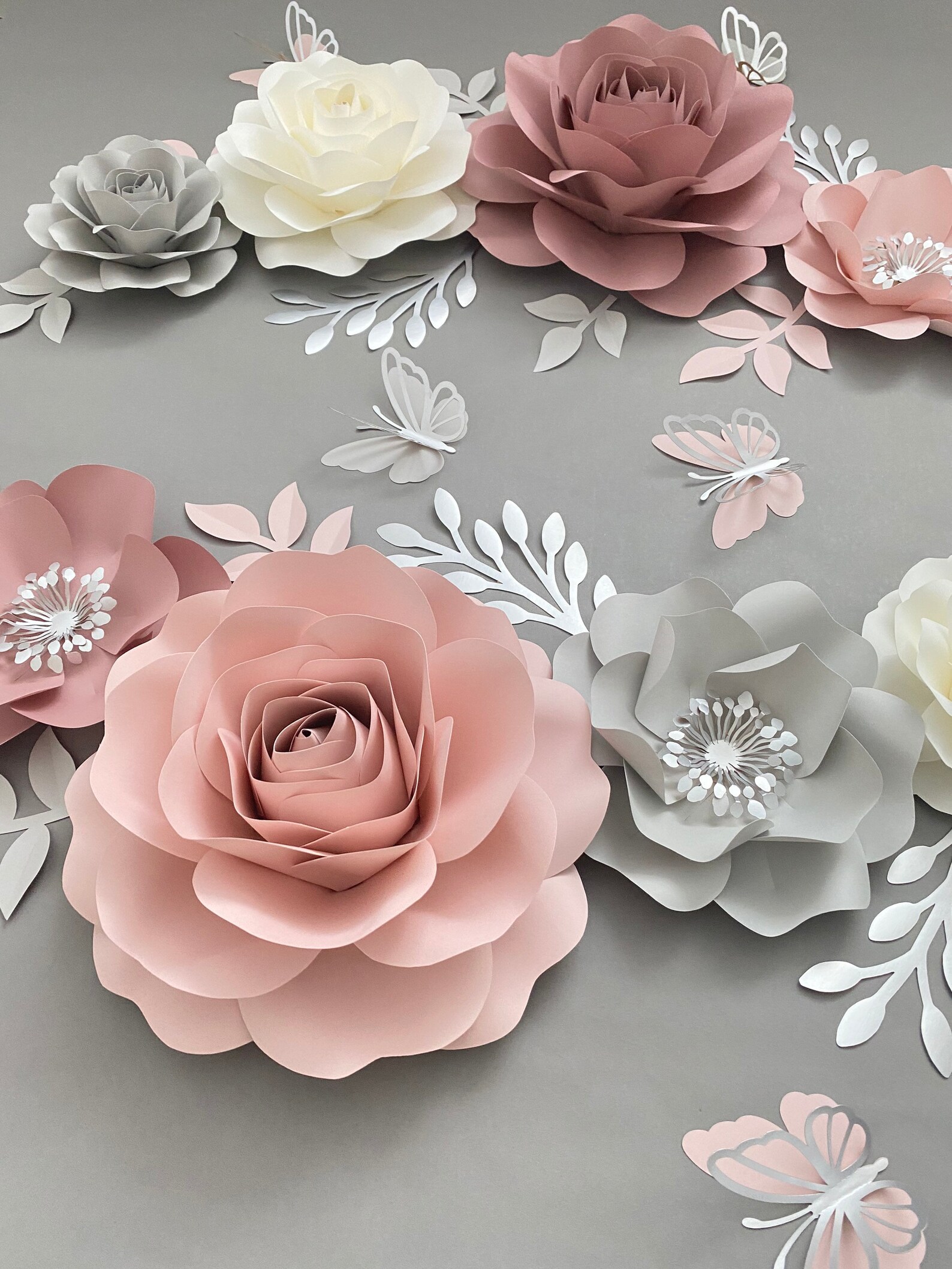 Dusty Rose Paper Flower Wall Decor: Nursery Rose Set - Etsy