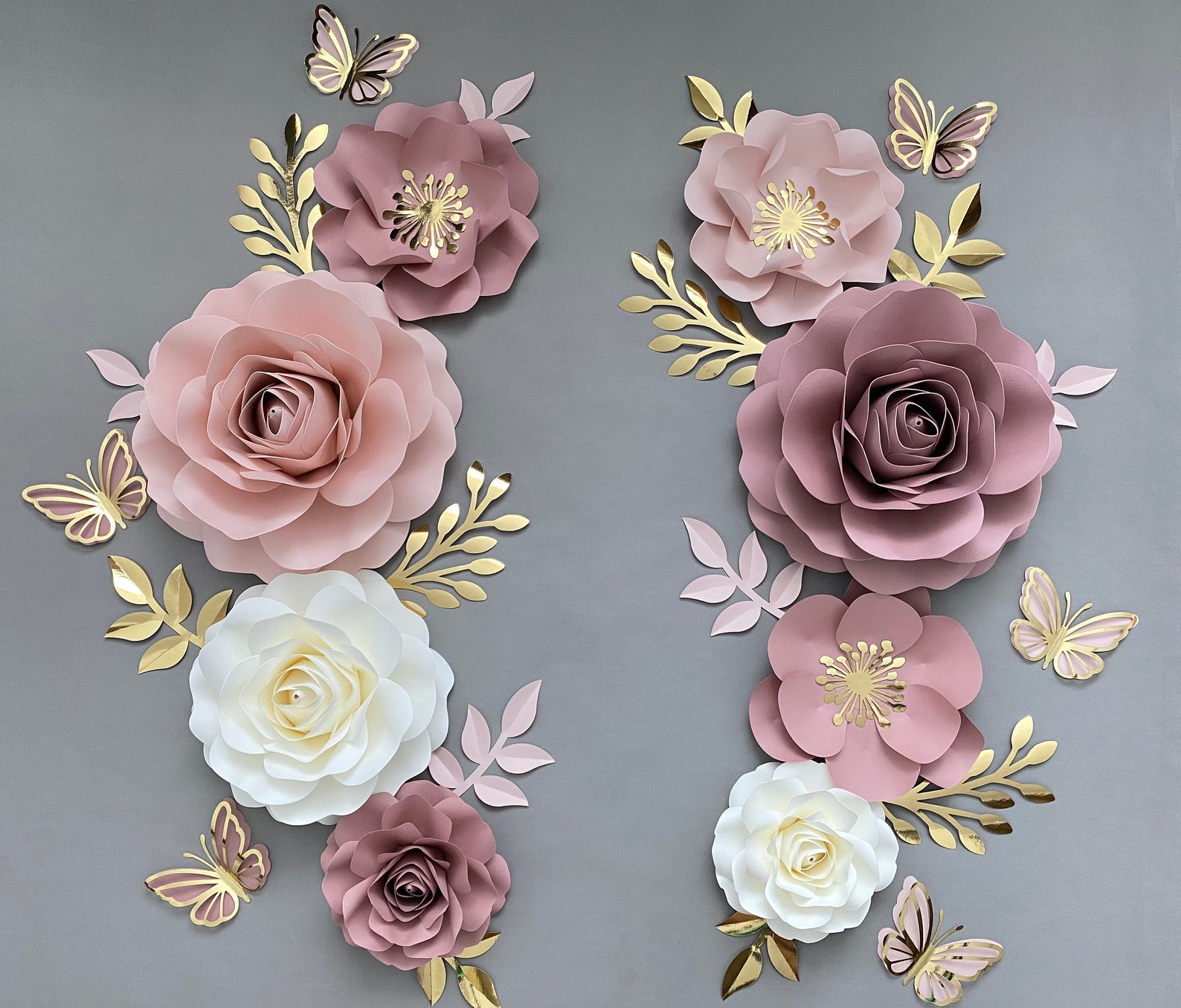 Dusty Rose Paper Nursery Flowers Baby Girl Nursery Wall - Etsy