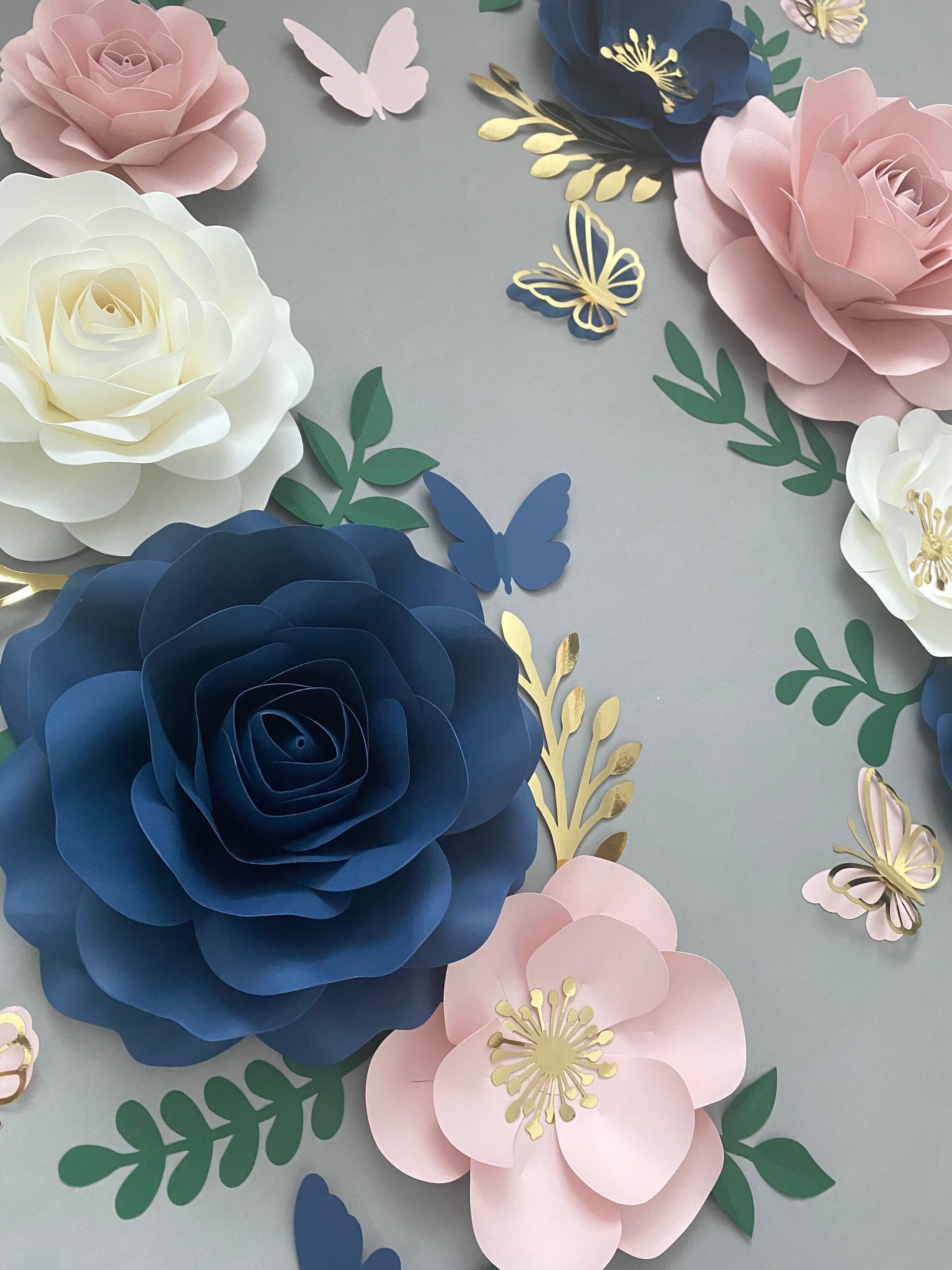 Paper Flower Set Blue and Pink Nursery Flowers Nursery - Etsy Canada