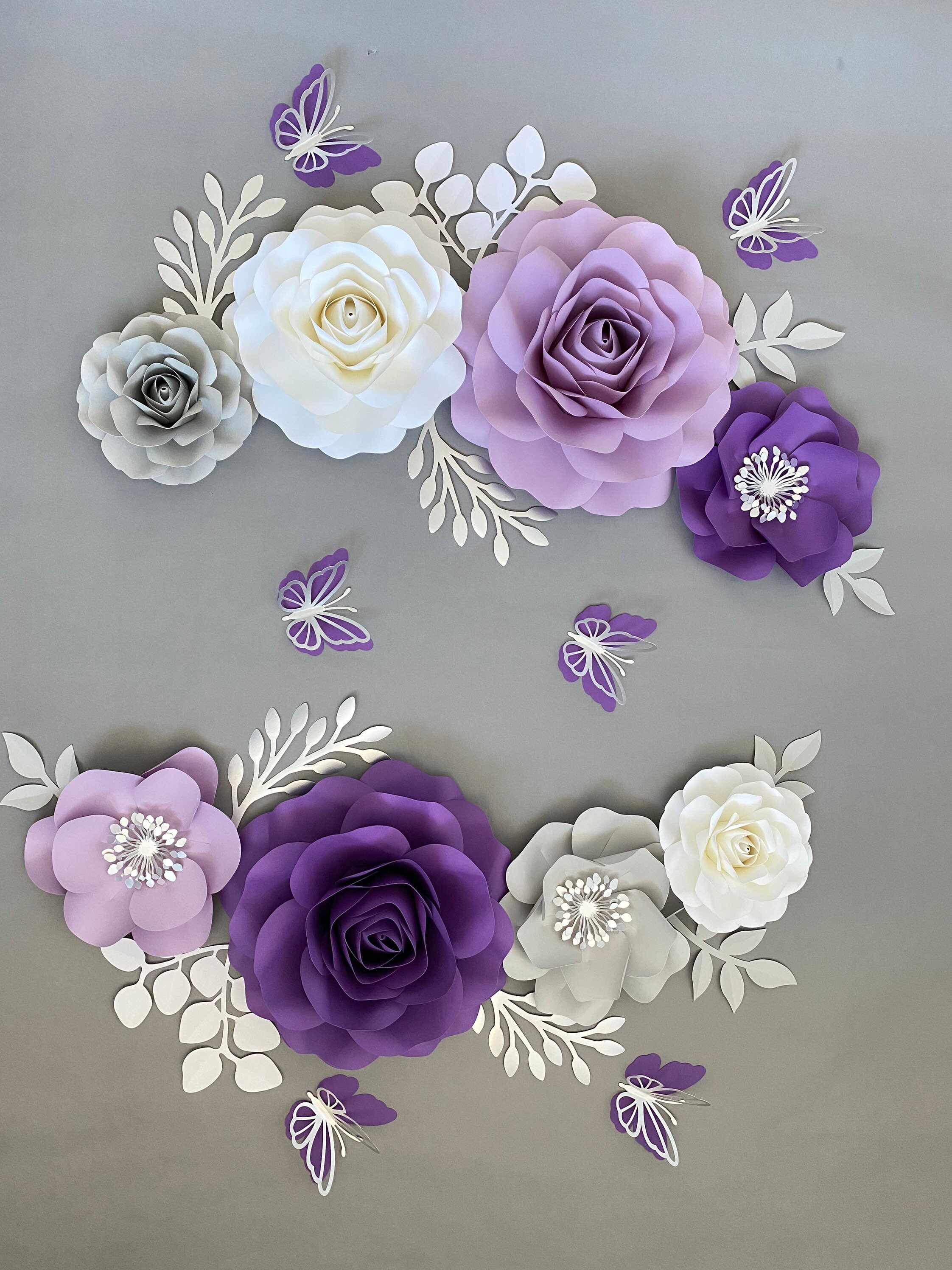 Paper flower set Purple Nursery Flowers Nursery Paper | Etsy