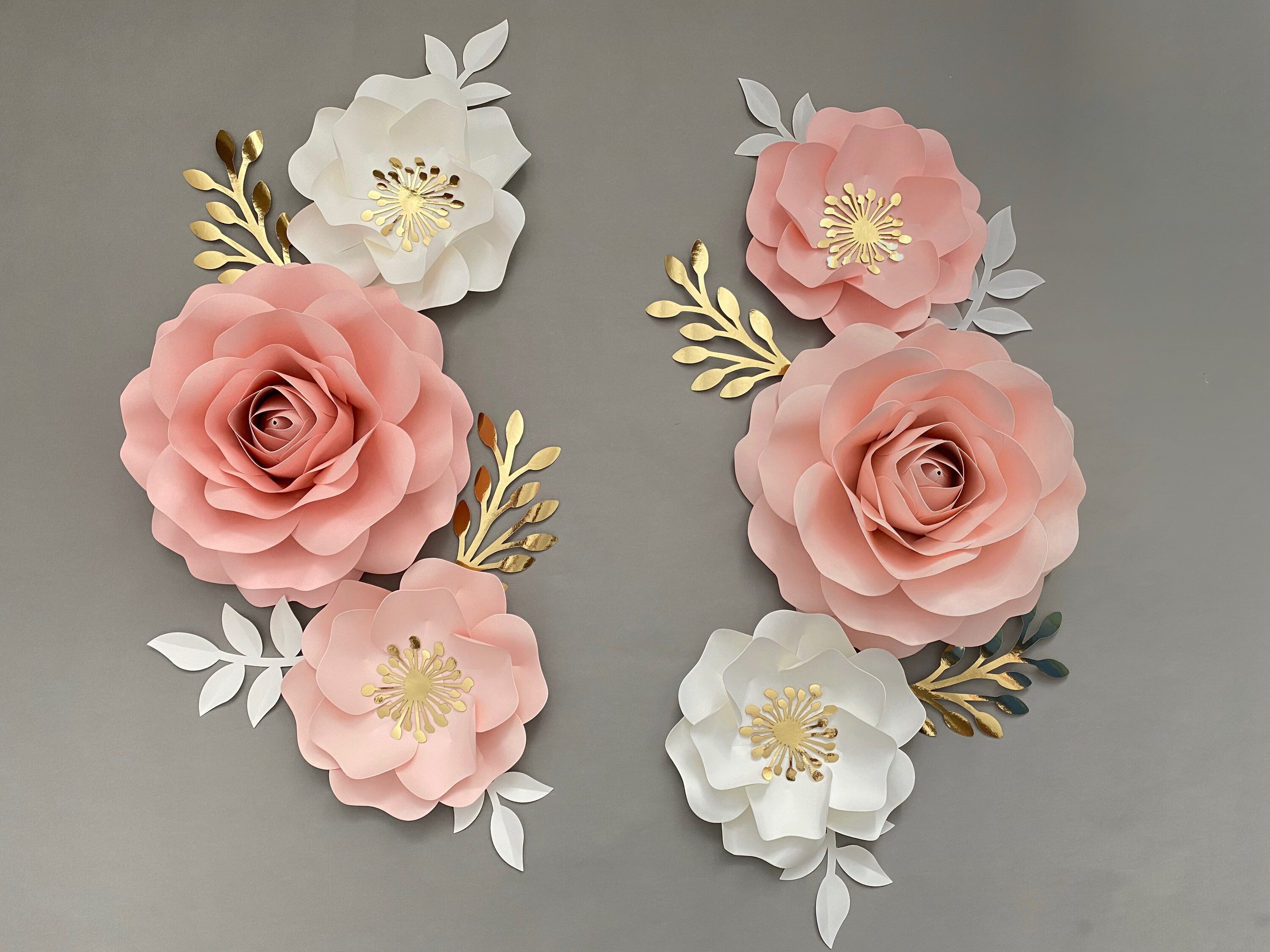 Paper Flower Set | Blush Pink Nursery Flowers | Nursery Paper Flower ...