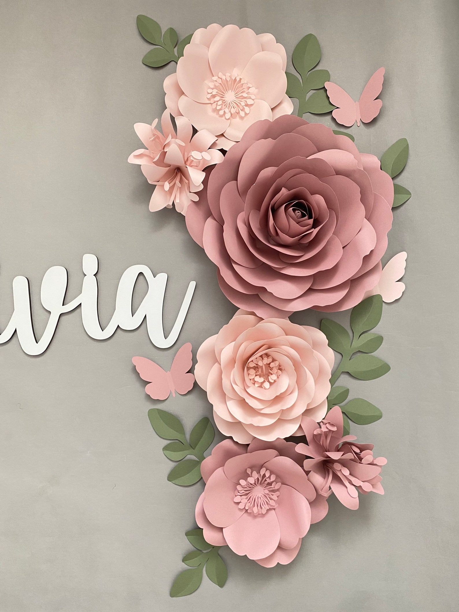 Dusty Rose Paper Flower Set Dusty Rose Nursery Flowers - Etsy Canada