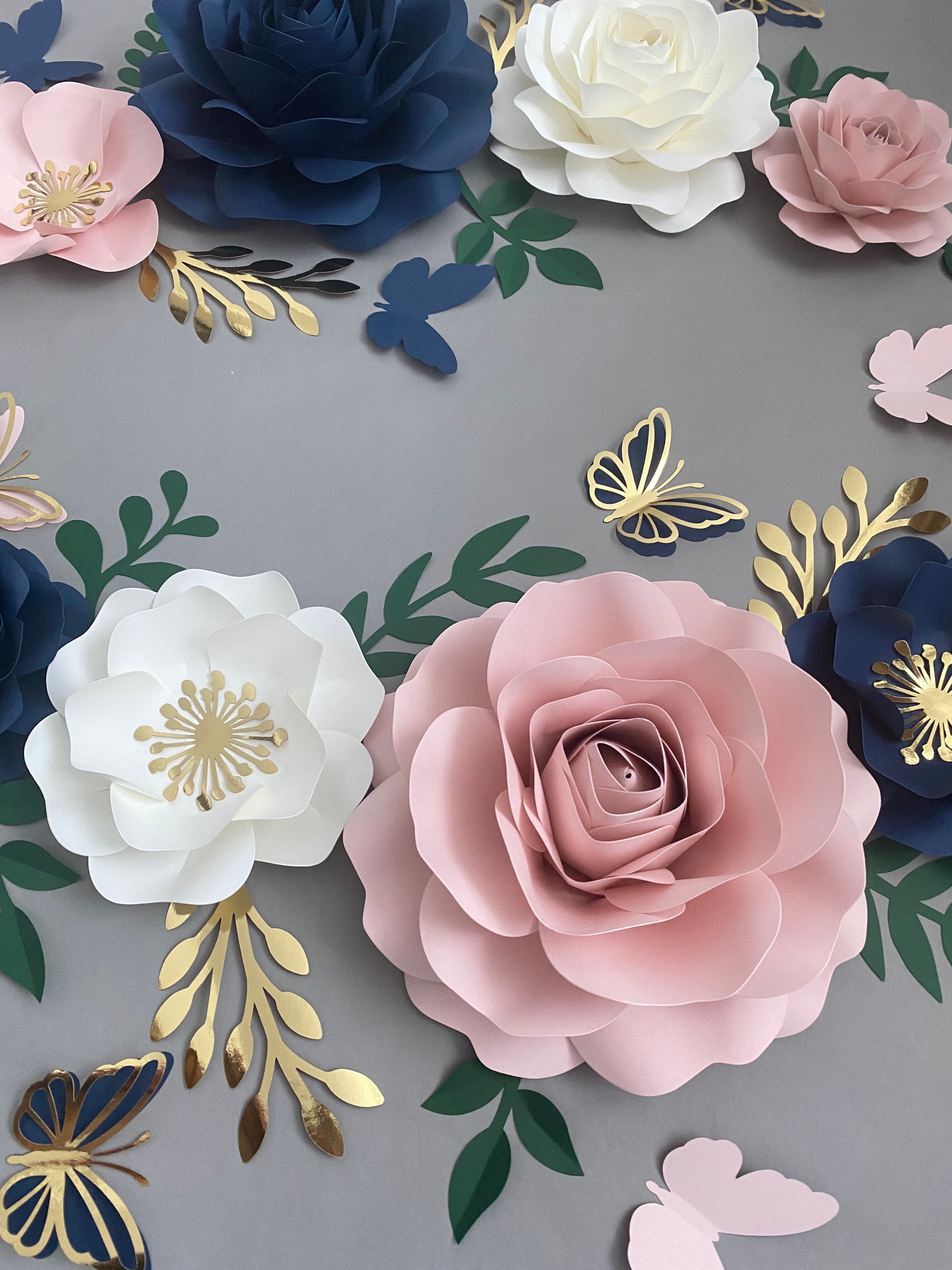 Paper Flower Set Blue and Pink Nursery Flowers Nursery - Etsy Canada