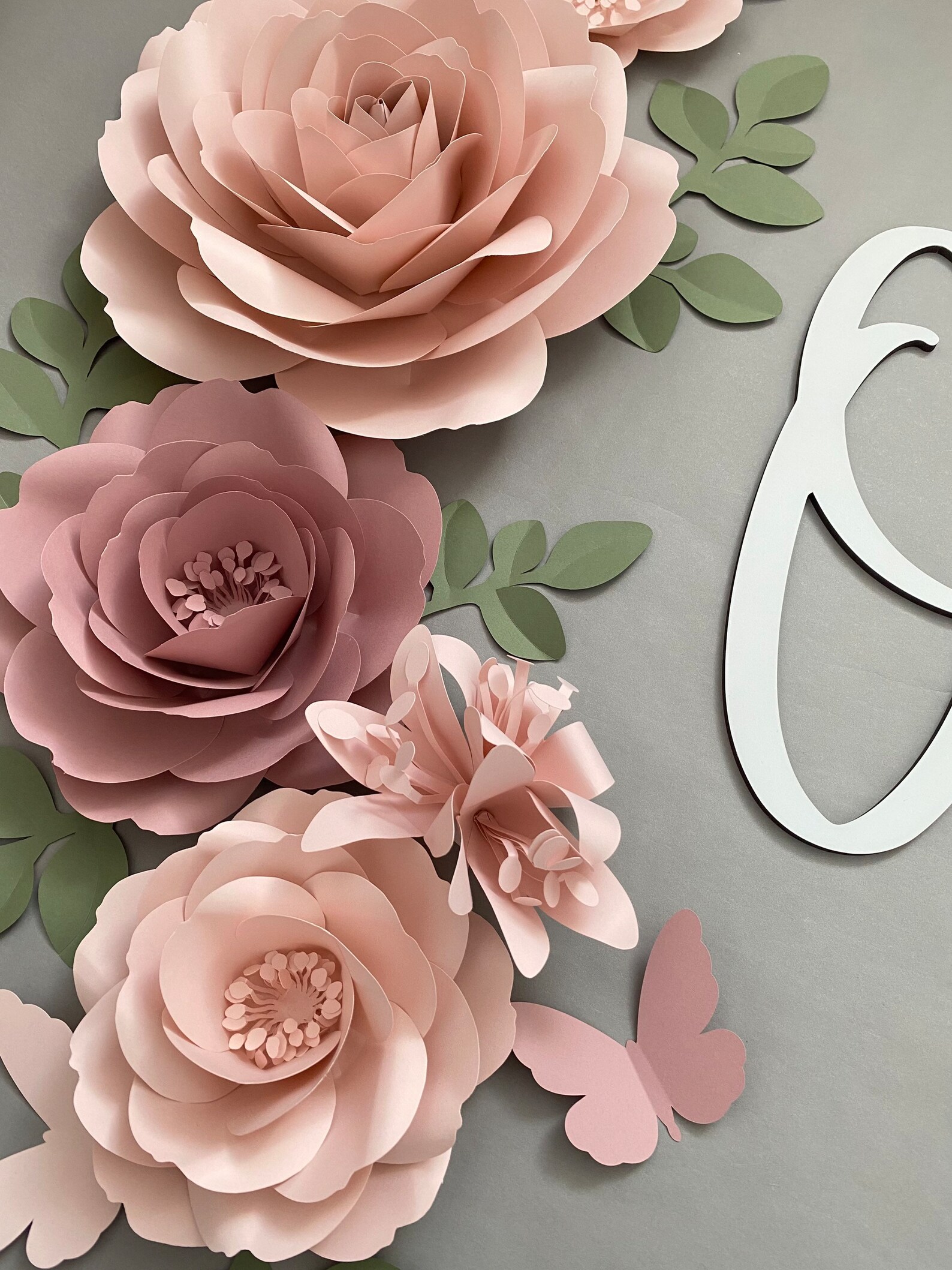 Dusty Rose Paper Flower Set Dusty Rose Nursery Flowers - Etsy Canada