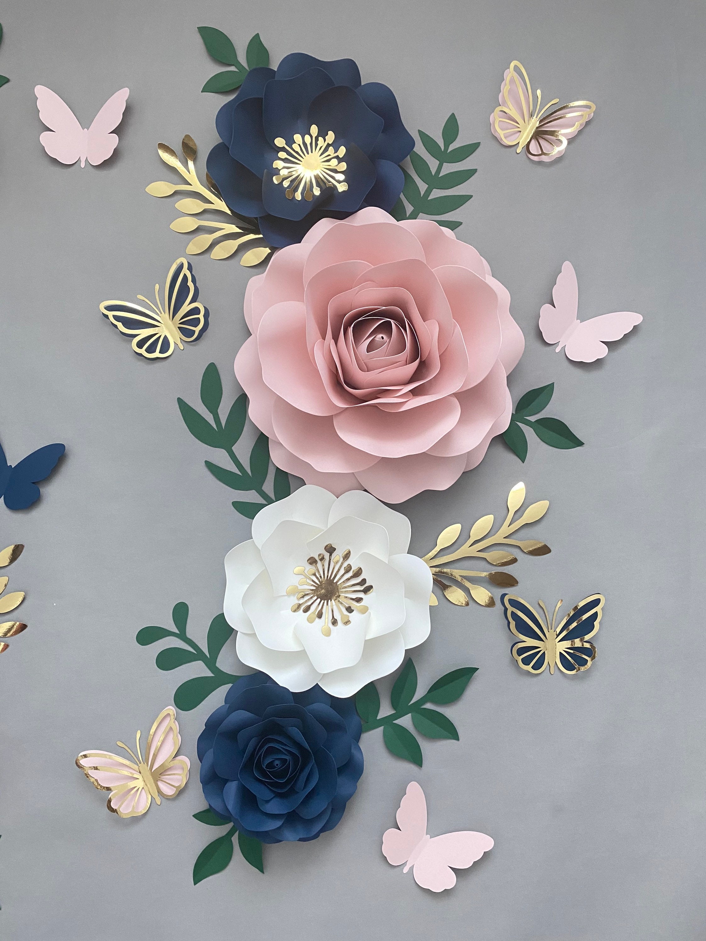 Paper Flower Set Blue and Pink Nursery Flowers Nursery - Etsy Canada
