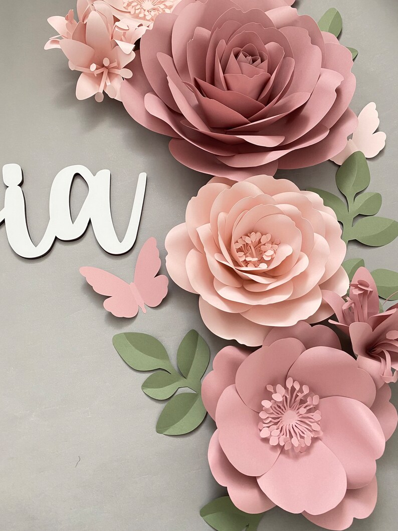 Dusty Rose Paper Flower Set Dusty Rose Nursery Flowers - Etsy Canada