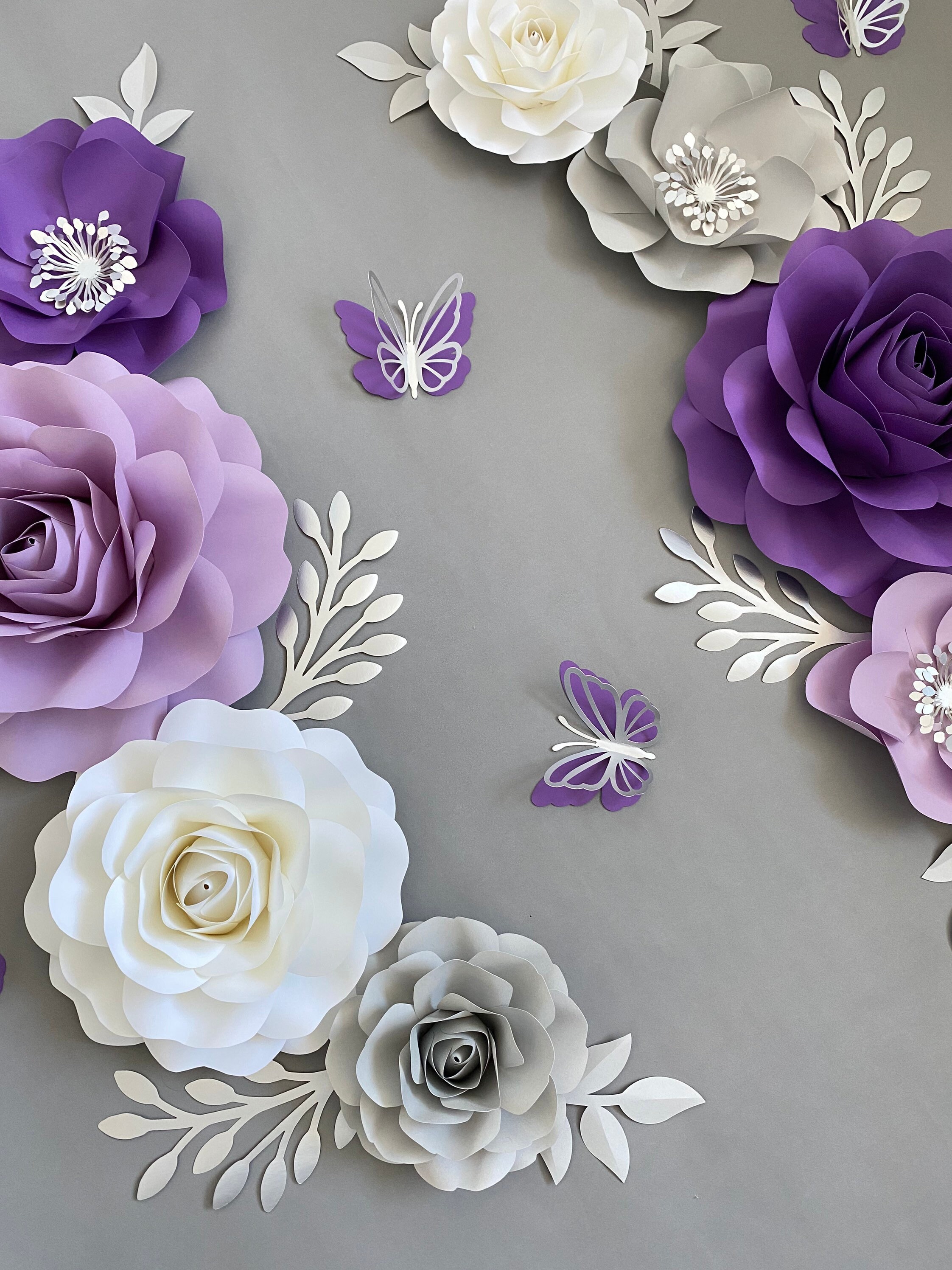 Paper flower set Purple Nursery Flowers Nursery Paper | Etsy