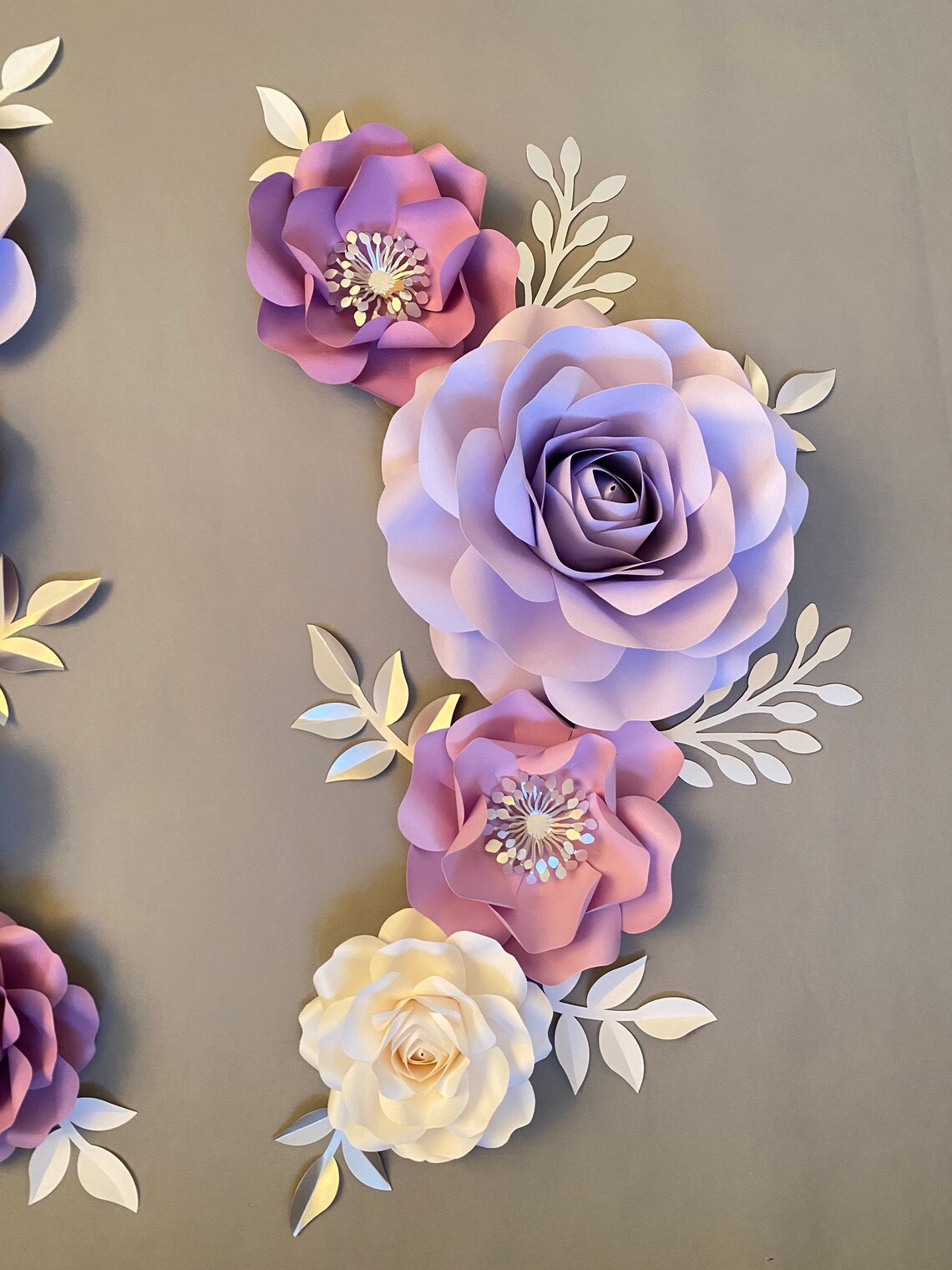 Purple Paper flower Wall Decor Purple Nursery Flowers | Etsy