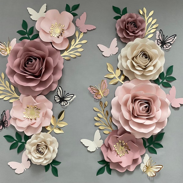 Pink Paper Flowers Wall Decor - Etsy
