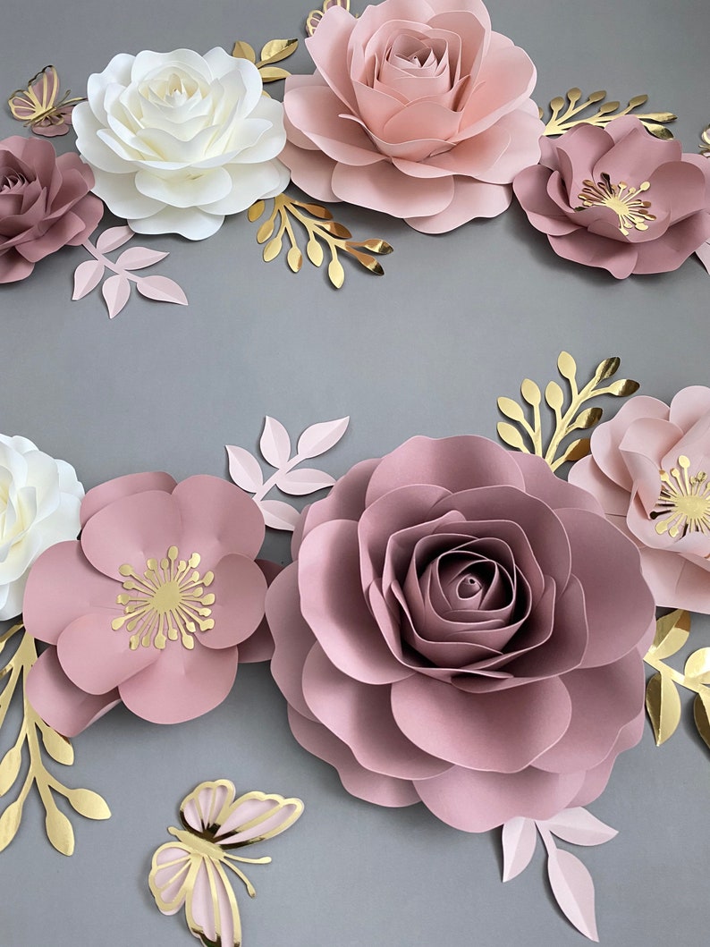 Dusty Rose Paper Nursery Flowers Baby Girl Nursery Wall - Etsy