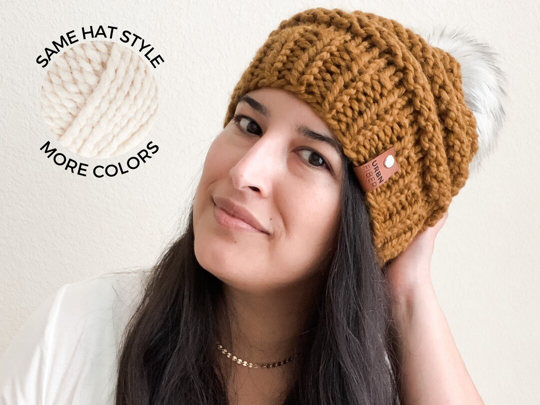 Custom Winter Hats for Her, Cream Knit Hat, Ski Gifts for Her, Teenage ...