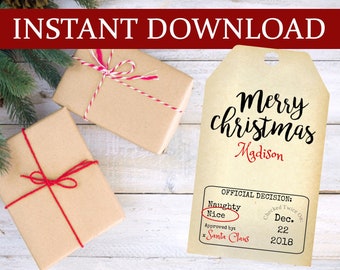 Santa gift tags | Etsy
