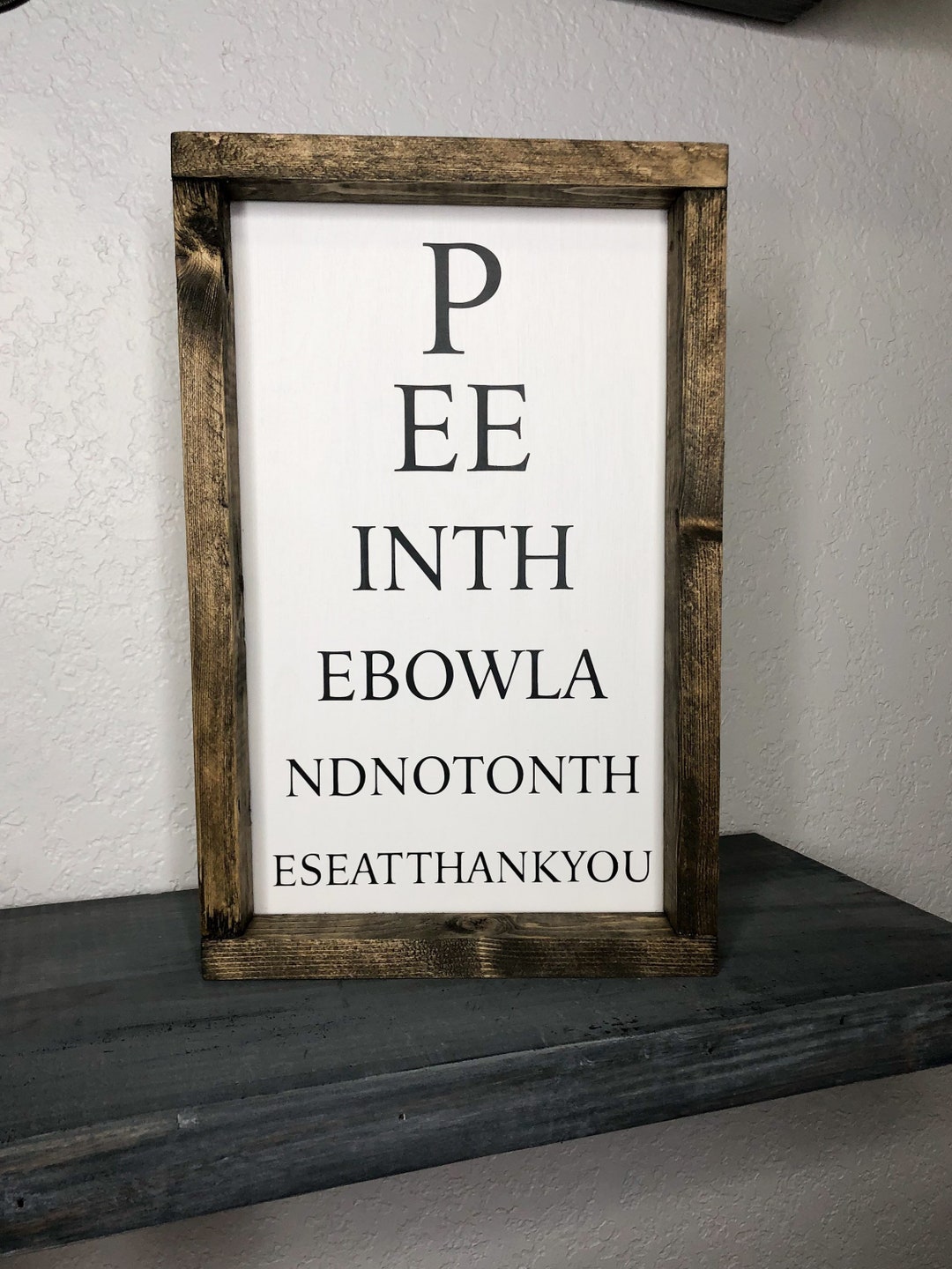 Pee in the Bowl Eye Chart / Wood Framed Sign / Funny Bathroom - Etsy
