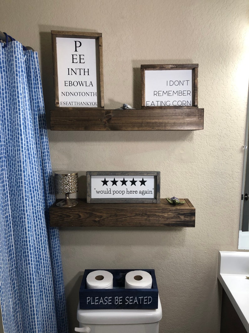 Pee in the Bowl Eye Chart / Wood Framed Sign / Funny Bathroom - Etsy