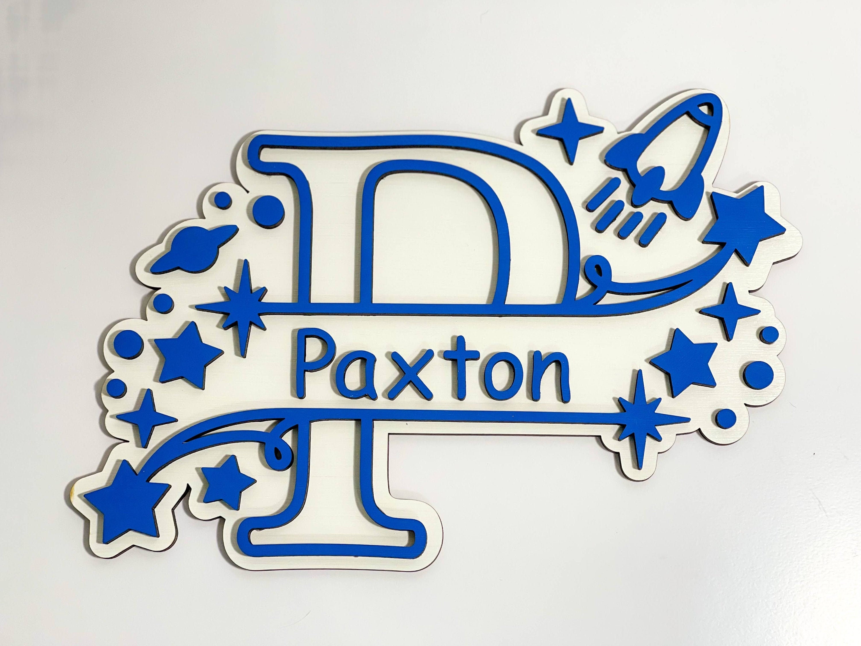 Personalized Boy Name Nursery Sign / Rocket and stars boy sign | Etsy