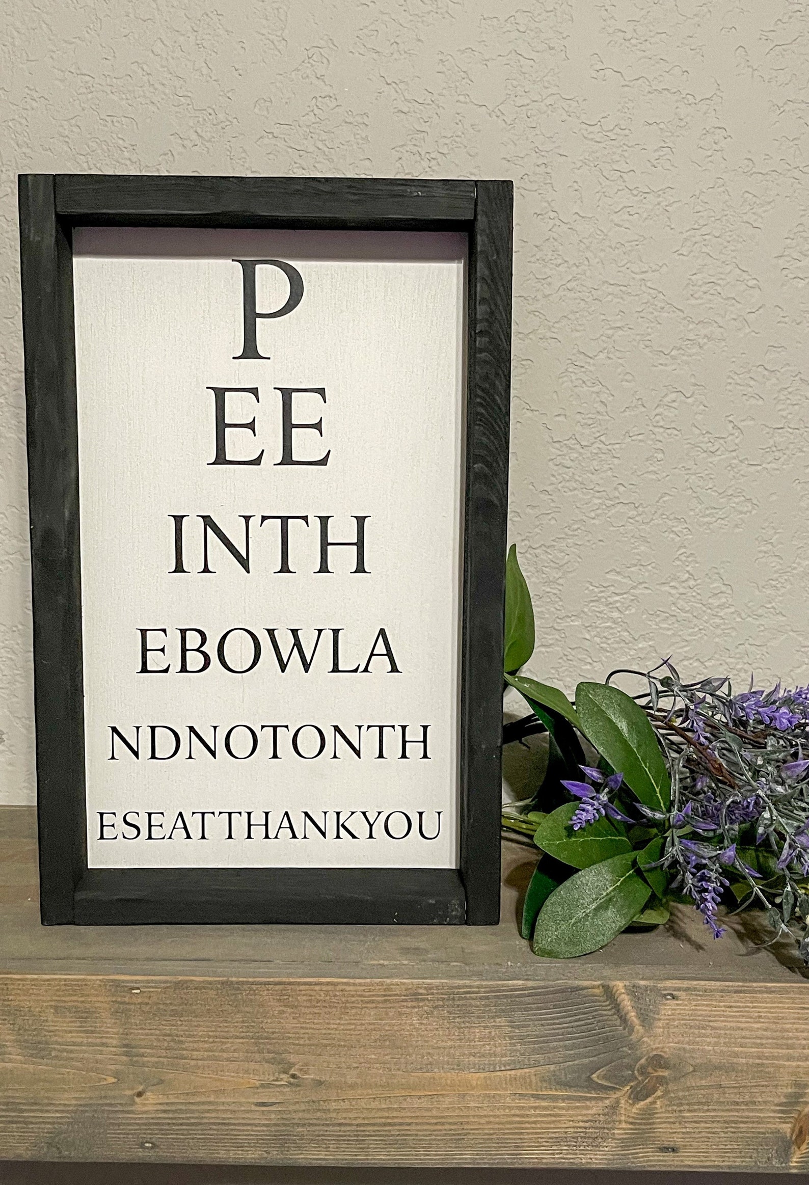 Pee in the Bowl Eye Chart / Wood Framed Sign / Funny Bathroom - Etsy