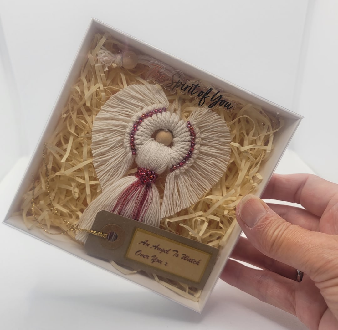 Macrame Angel in Gift Box, Angel Hanging Decoration, Christmas Gift ...