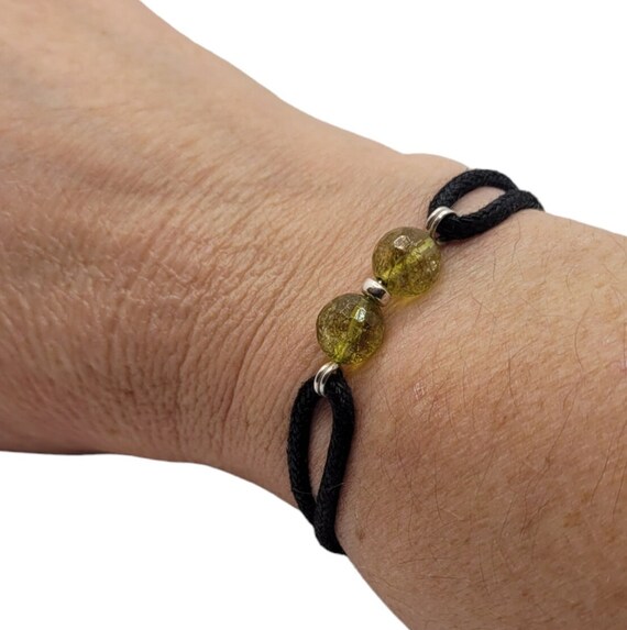 Peridot Cord Bracelet for Women Adjustable Slip knot Bracelet January Sale Etsy