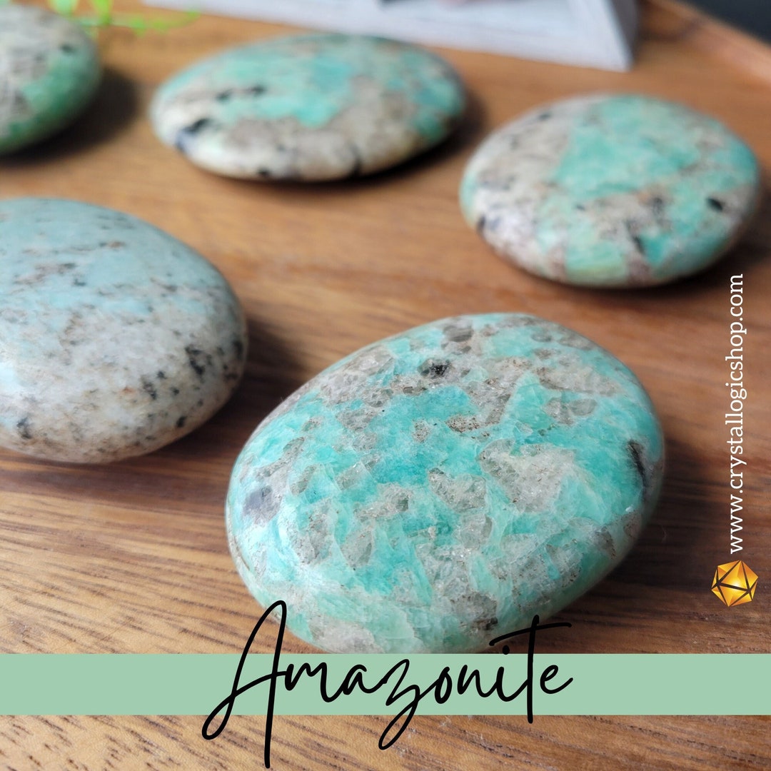 Amazonite Polished Palm Stone, Crystal Palmstone, Large Palmstone, Worry Stone Real Crystal ...
