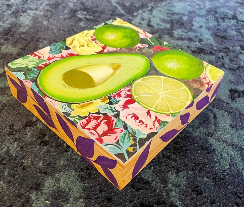 Original Avocado & Lime Painting | Fruit Still Life Art | Colorful ...
