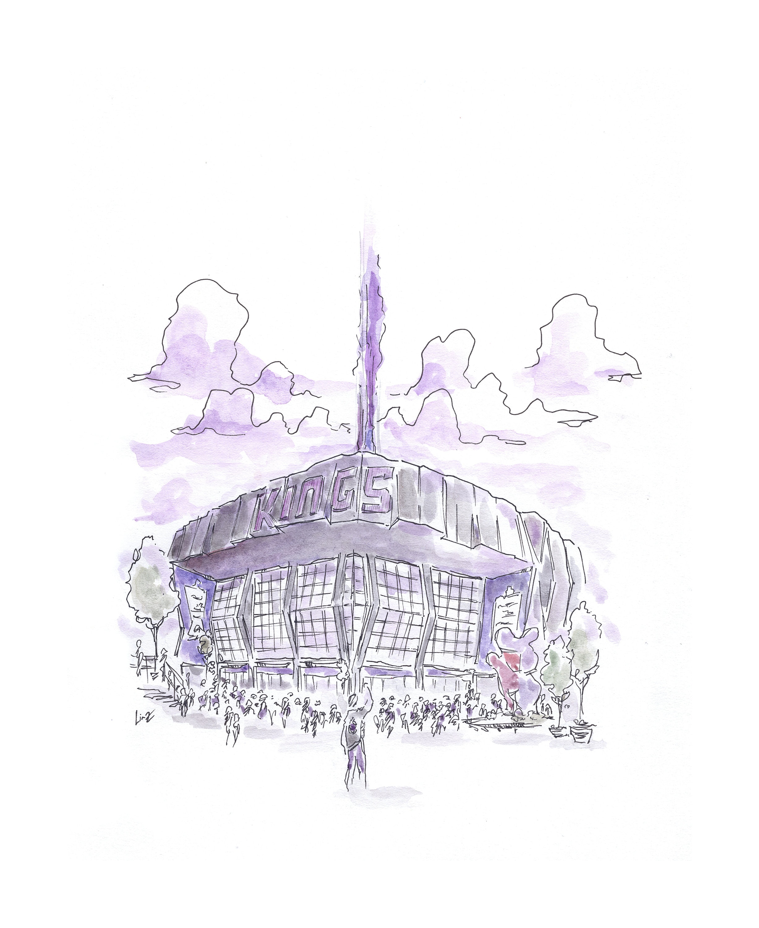 Light the Beam! Sacramento Kings Watercolor Print - California Hand ...