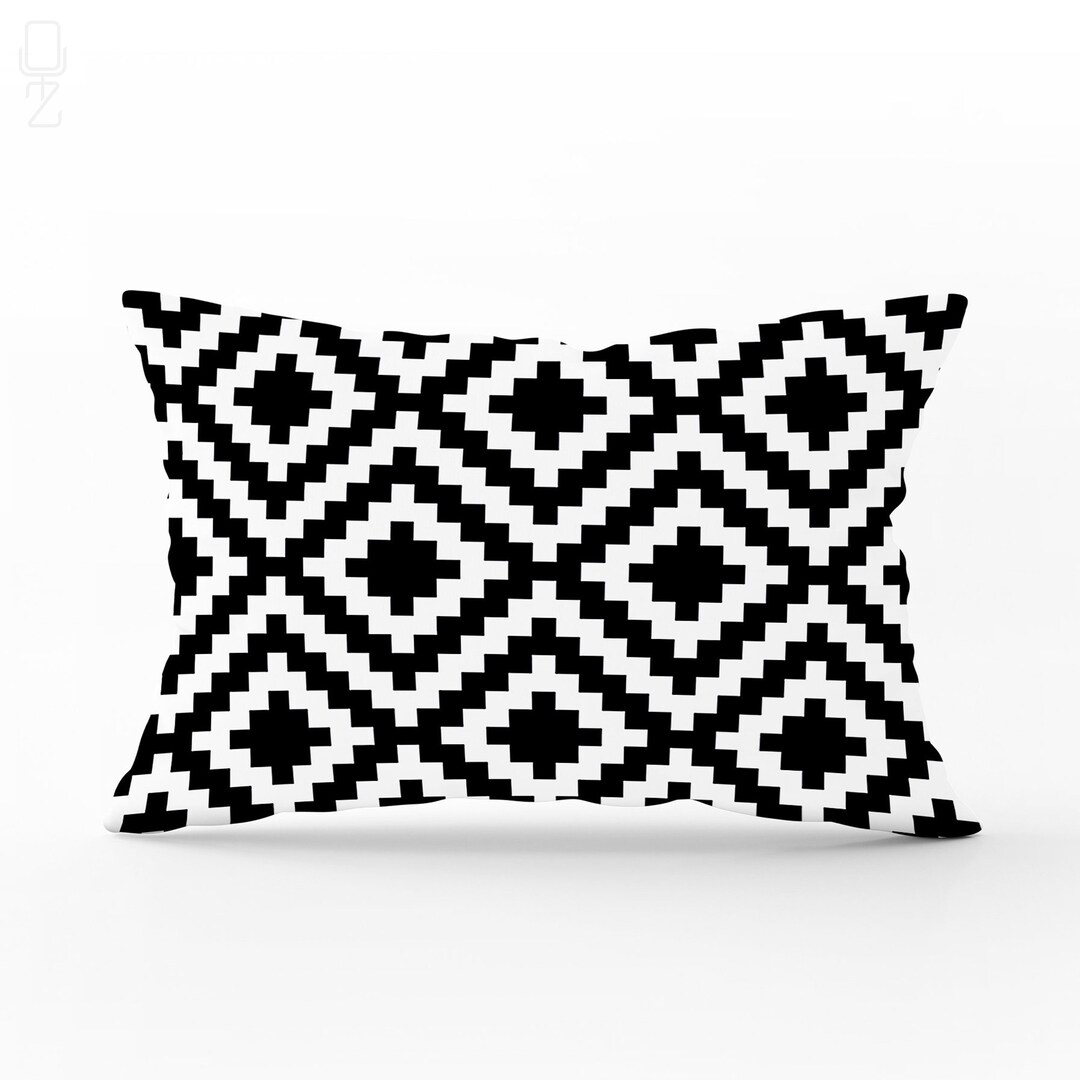 Rectangle Black & White Aztec Pattern Cushion Cover | Multi Size ...