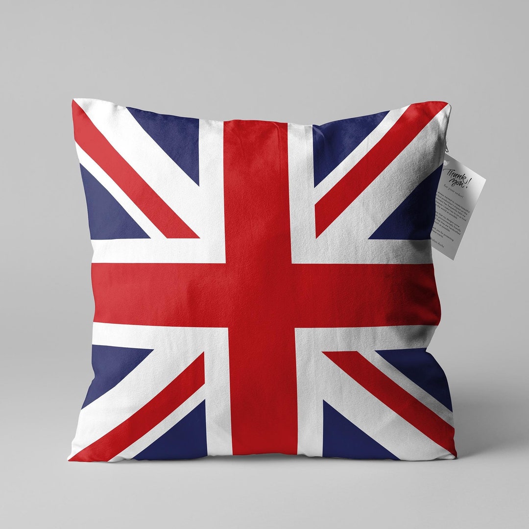 Union Jack Flag Cushion, Double Sided United Kingdom Flag Pillow, Multi ...