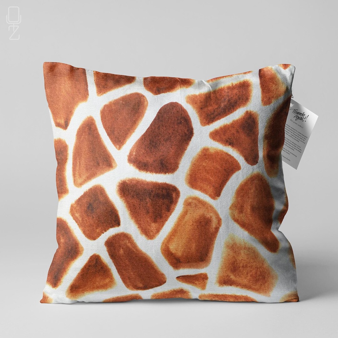 Giraffe Cushion Cover With Brown & White Colours | Double Sided ...