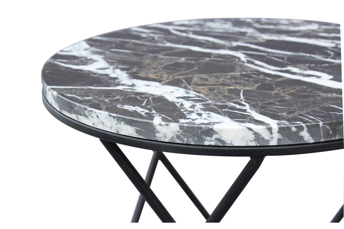 Smoke Grey Marble Round Side Table Luxury Home Near Sofa - Etsy