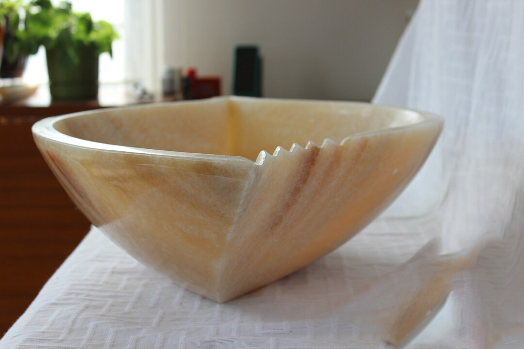 Unique Onyx Marble Shell-shaped Vessel Sink Light Amber Handcrafted ...