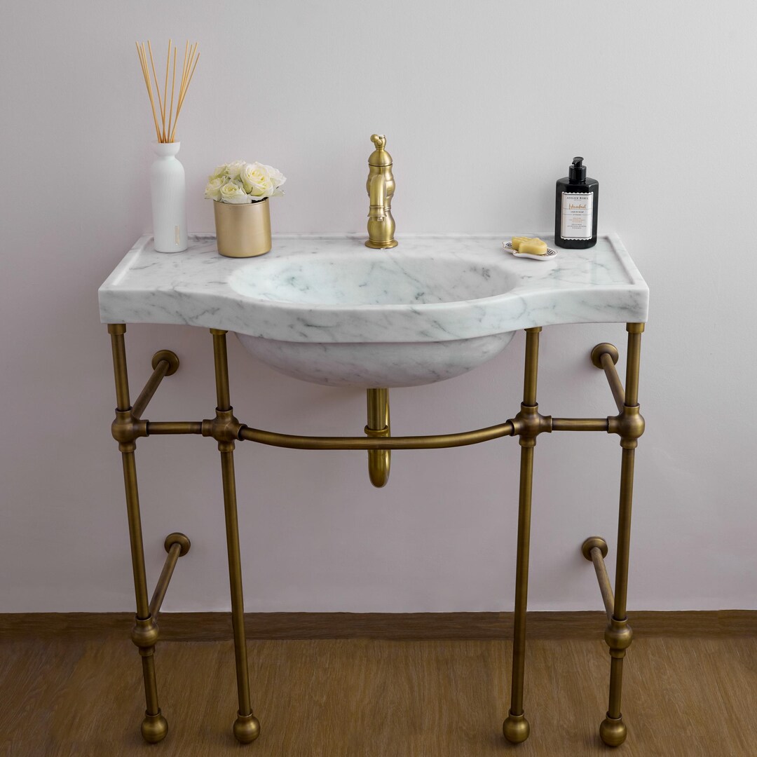 Turkish White Marble Vessel Sink: Classical Bathroom Vanity - Etsy