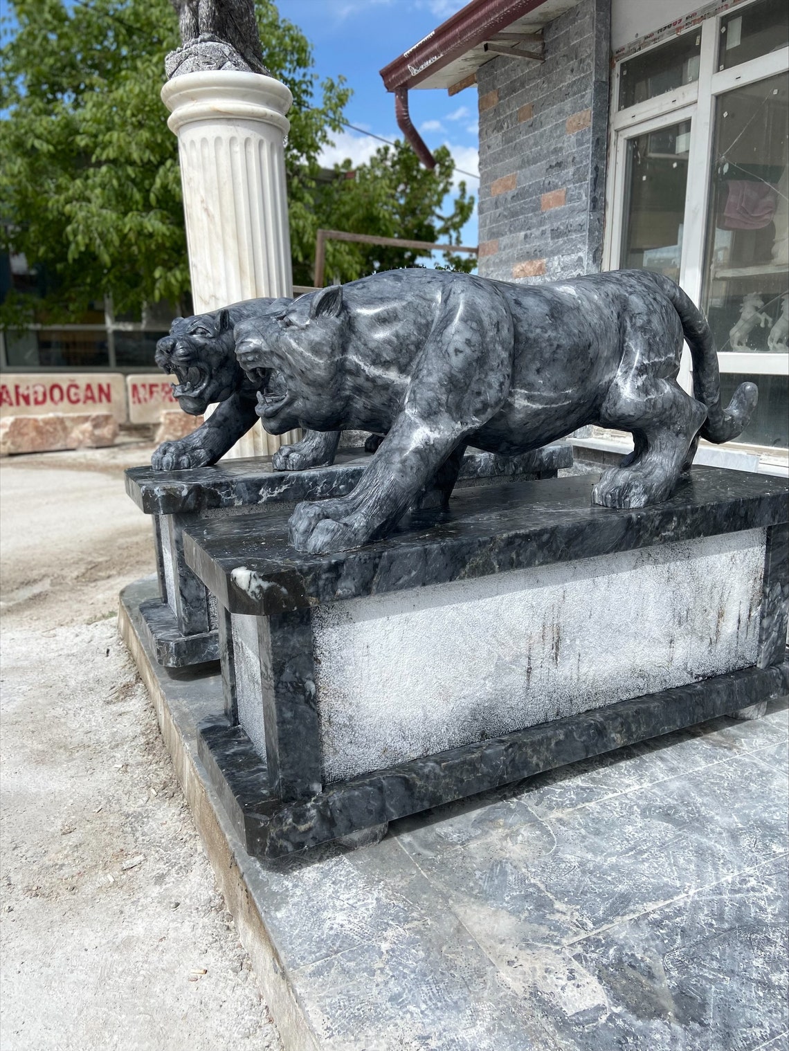Large Tiger Statue Hand Carved From Marble Geninue Marble - Etsy