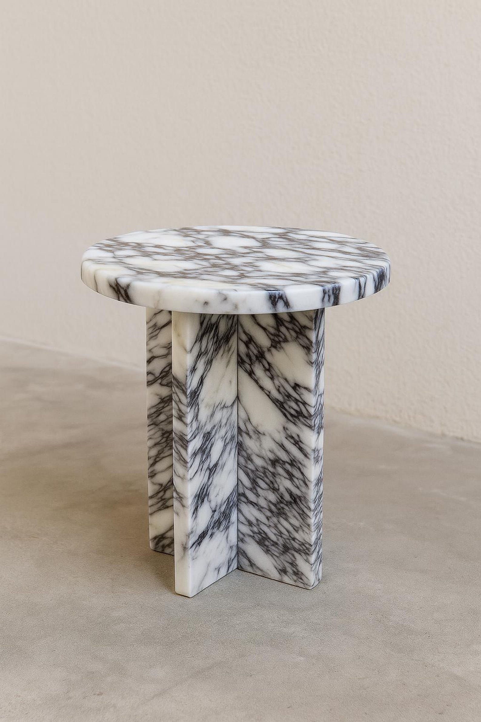 Calacatta Viola Side Table | Cross Stone Base | No Metal | Custom Sizes ...