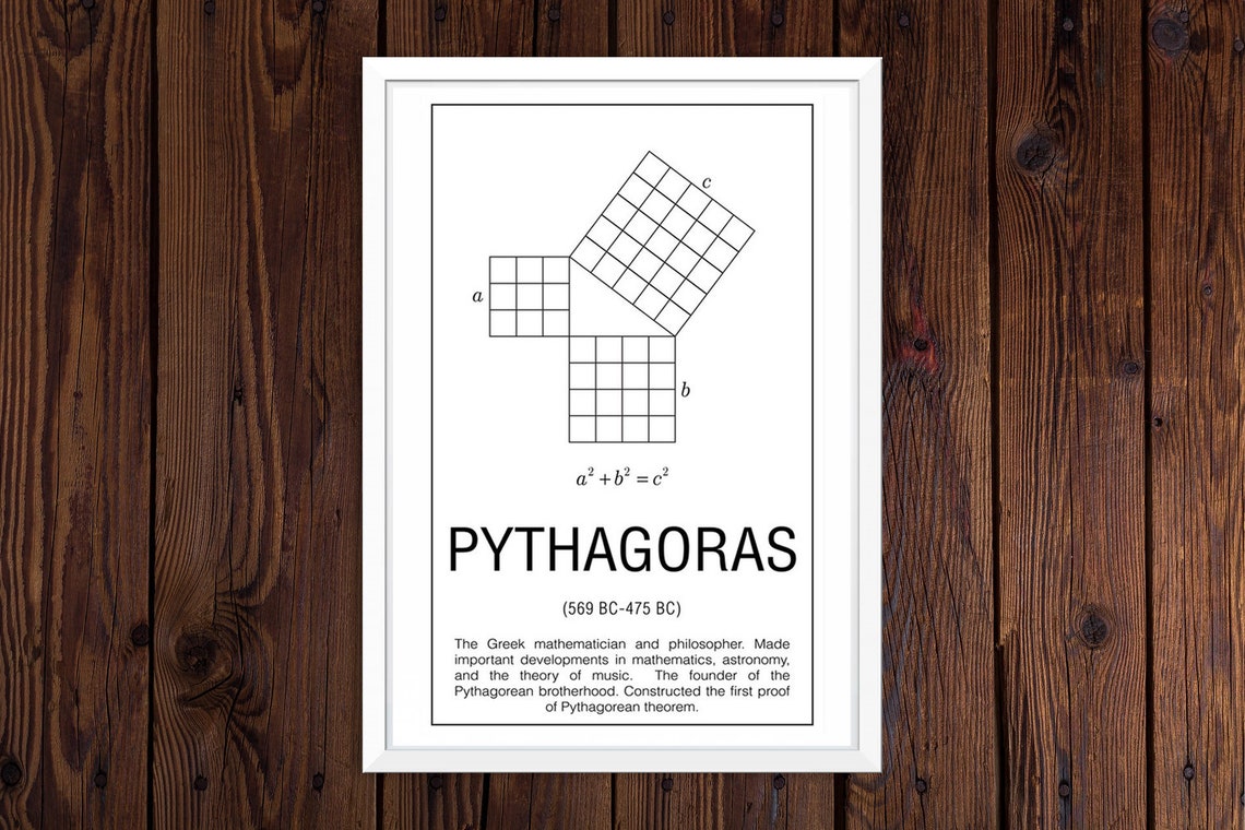 Pythagoras Poster Science Poster The Pythagorean Theorem | Etsy