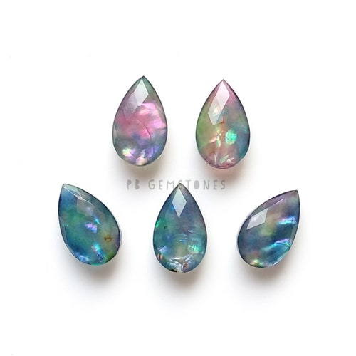 1 Pair Faceted Green Abalone Doublet Quartz 11x31 Mm Long Pear - Etsy