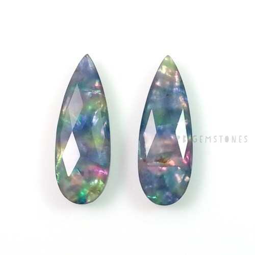 1 Pair Faceted Green Abalone Doublet Quartz 11x31 Mm Long Pear - Etsy