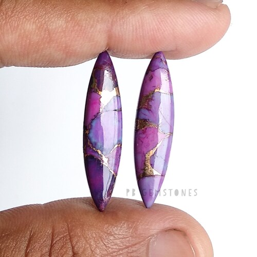 Copper Purple Turquoise Long Pear 10x30mm Smooth Cabochon - Etsy
