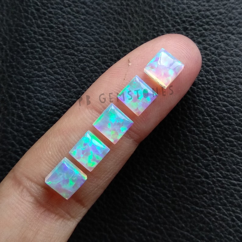 Blue Opal Square Cabochon 6mm Smooth Cabochon Lab Created - Etsy
