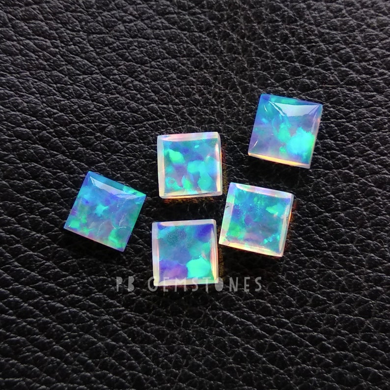 Blue Opal Square Cabochon 6mm Smooth Cabochon Lab Created - Etsy
