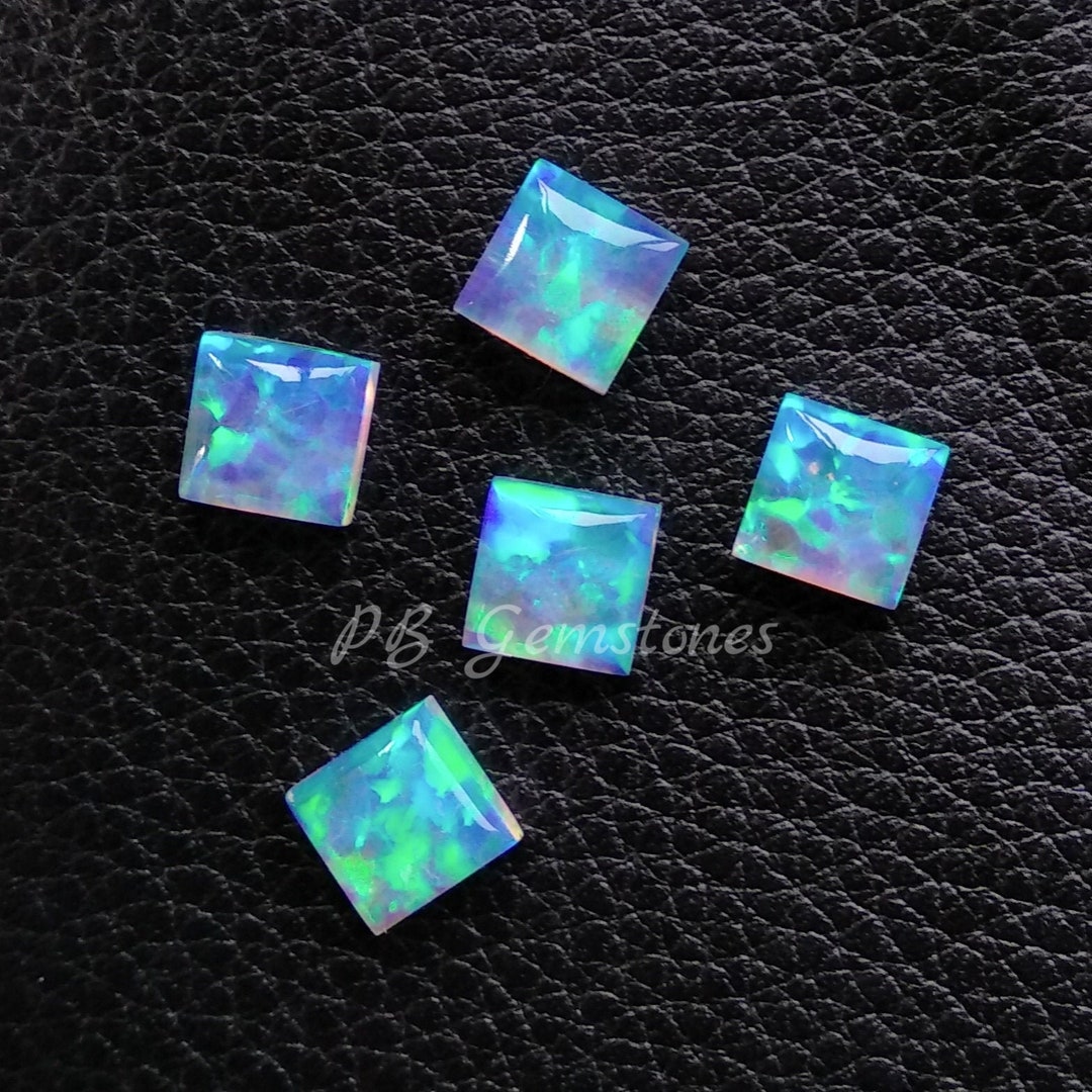 Blue Opal Square Cabochon 6mm Smooth Cabochon Lab Created - Etsy