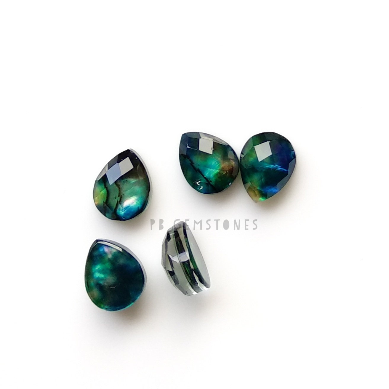 8x10mm Green Abalone Doublet Quartz Pear Faceted Cut Cabochon - Etsy