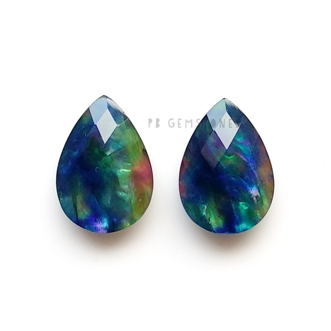 14x20 Mm Pear Cut Faceted Abalone Doublet Quartz Briolette - Etsy