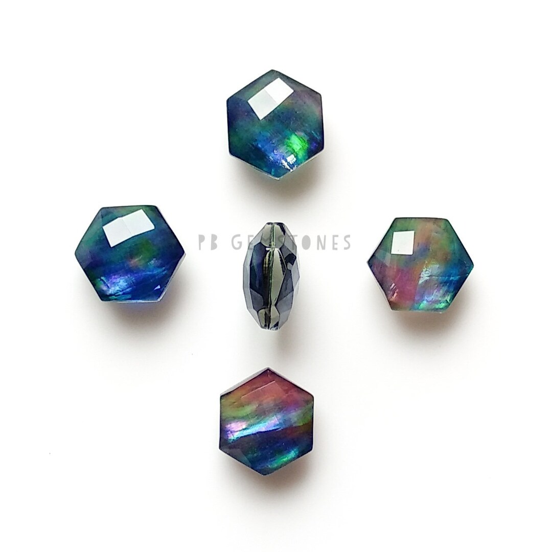 Abalone Shell Quartz 10x10mm Faceted Hexagon Briolettes Both - Etsy