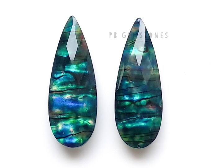 1 Pair Faceted Green Abalone Doublet Quartz 11x31 Mm Long Pear - Etsy